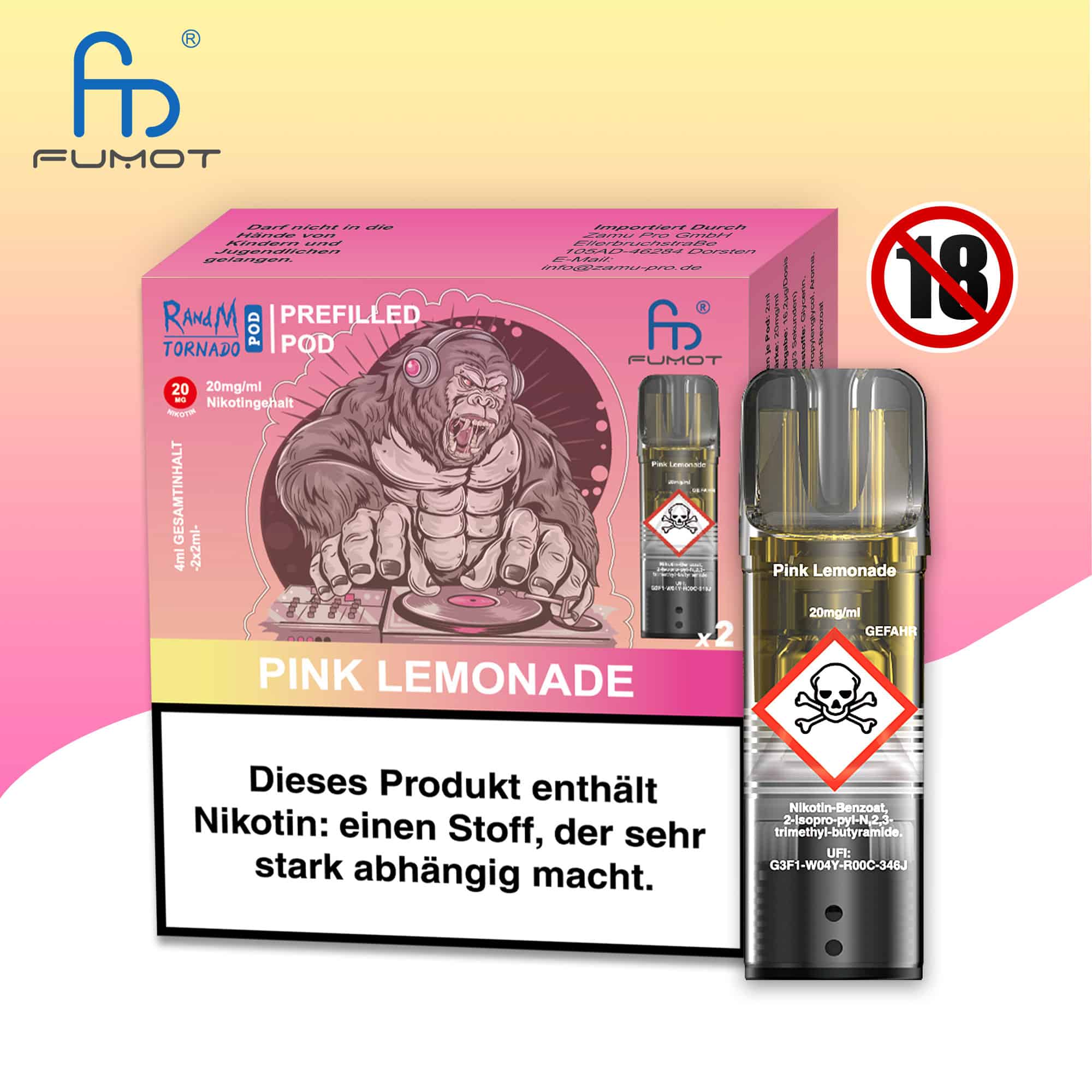 RandM Tornado Pods Pink Lemonade - 20 mg/ml • CC Großhandel GmbH